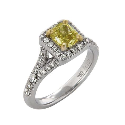 Cushion Cut Yellow Diamond Halo Ring King Street Design Engagement