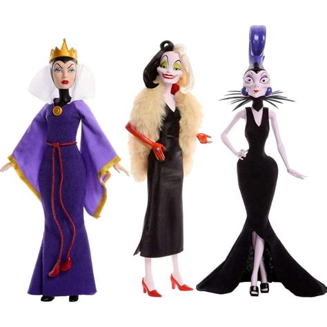 Disney Villains Evil Queen Cruella De Vil And Yzma Doll 3 Pack