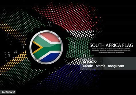 배경 서식 파일 하프톤 그라데이션 또는 남아 프리 카 공화국 깃발의 라운드 도트 스타일 Led 네온 빛 미래 배경 원 금속에 대 한 현대 축구 월드컵 남아 프리 카 공화국