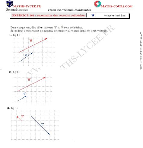 Maths Lycee Fr Exercice Corrig Chapitre G Om Trie Vecteurs Et Coordonn Es