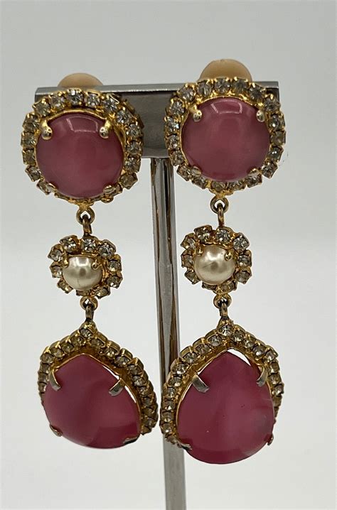 Vintage Marie Ferrá Dangling Clip On Earrings Hi End Clip On Earrings