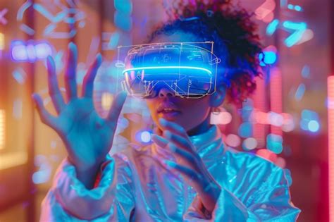 Premium Photo Woman Experiencing Virtual Reality Technology