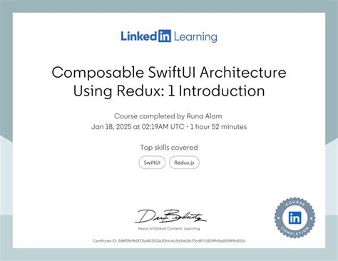 Just Finished The Course Composable Swiftui Architecture Using Redux 1 Introduction” By