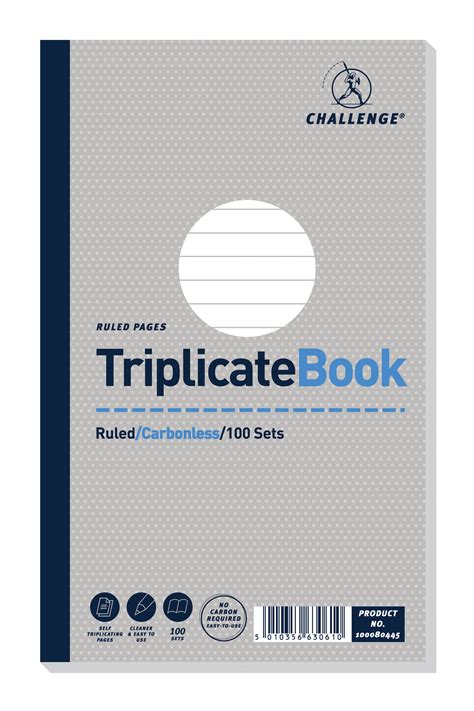Challenge Carbonless Triplicate Book Feint 5 Pack Accounts Books
