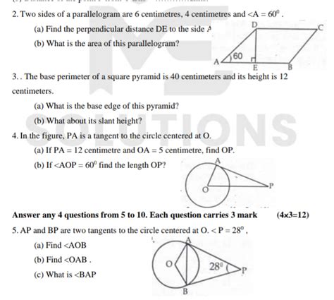 Two Sides Of A Parallelogram Are 6 Centimetres 4 Centimetres And Angle