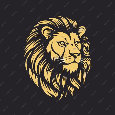 Een Leeuwenkop Met Een Zwarte Achtergrond Premium Vector