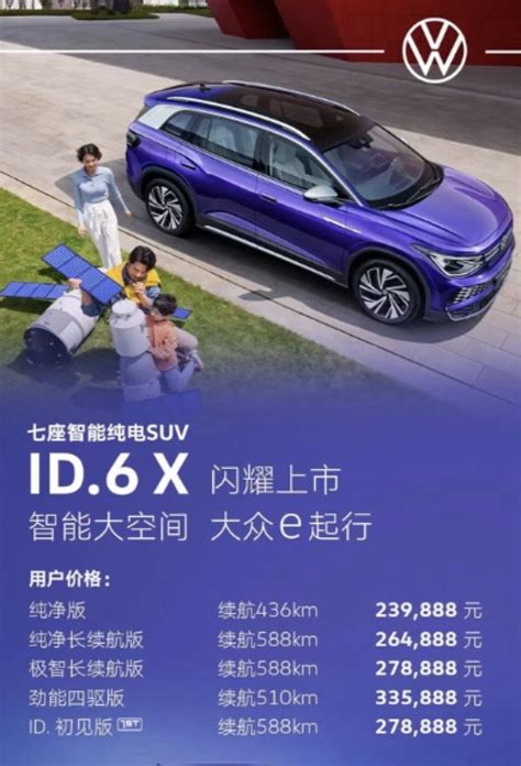 新车速递：大众id6x上市，售价239888万起，推荐初见版轿车什么值得买