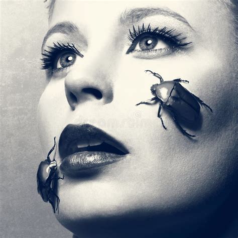 Femal Face With Bugs Stock Image Image Of Woman Face 32183621