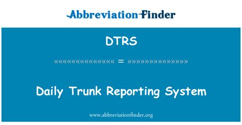 Dtrs Significa Sistema De Relatórios De Tronco Diário Daily Trunk Reporting System