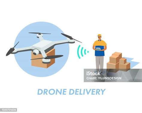 물류 및 배송을 위해 드론과 Ai를 사용한 벡터 일러스트레이션 무인 항공기에 대한 스톡 벡터 아트 및 기타 이미지 무인 항공기 충전 Brand Name Video