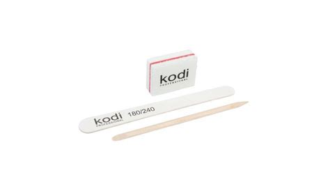 Набор для маникюра Kodi, одноразовый, БЕЛЫЙ (пилка 120/120, баф 120/120 ...
