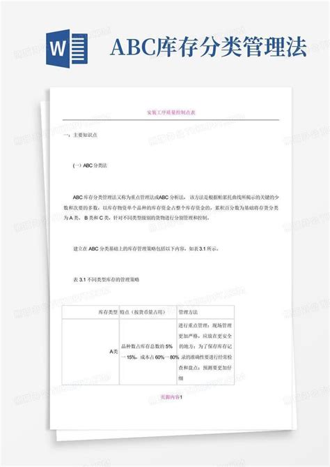 Abc库存分类管理法word模板下载 编号lvgmroxx 熊猫办公