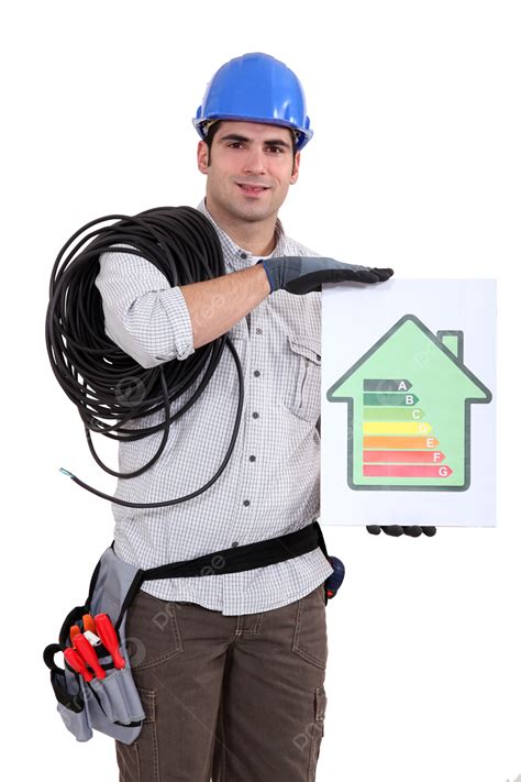 Tradesman Holding An Energy Efficiency Rating Chart Safety Efficiency