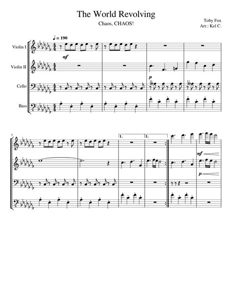 The World Revolving Deltarune Sheet Music For Violin Cello