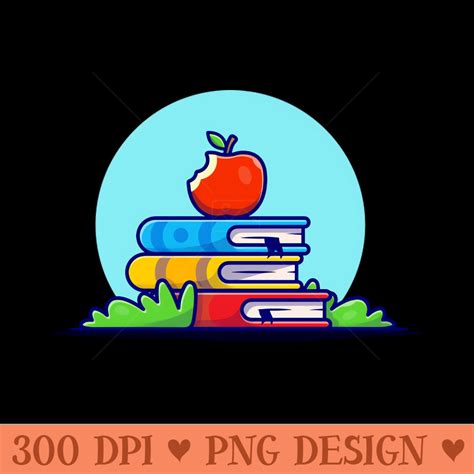 Apple On Book Cartoon Vector Icon Illustration Sublimation Inspire Uplift