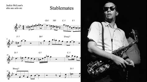 Jackie Mcleans Alto Sax Solo Transcription On Stablemates Eb Youtube