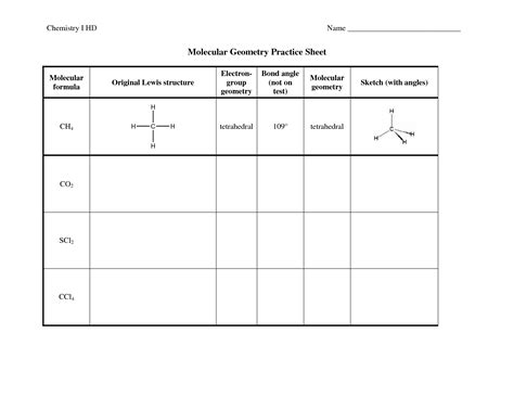 Molecular Geometry Worksheet Educational Worksheet Packs