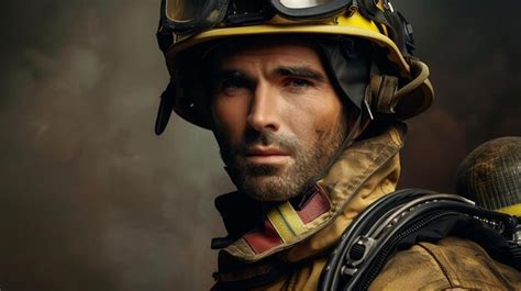 Premium Photo Firefighter In Protective Gear Looking At The Camera
