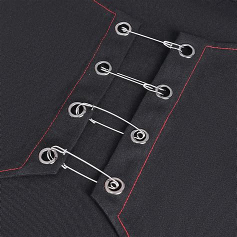 Goth Black With Red Threading Safety Pin Pants Rebelsmarket