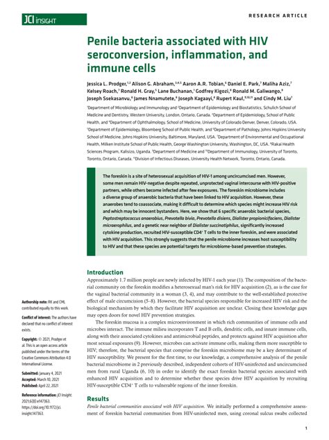 Pdf Penile Bacteria Associated With Hiv Seroconversion Inflammation