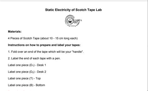 Solved Static Electricity Of Scotch Tape Lab Materials 4