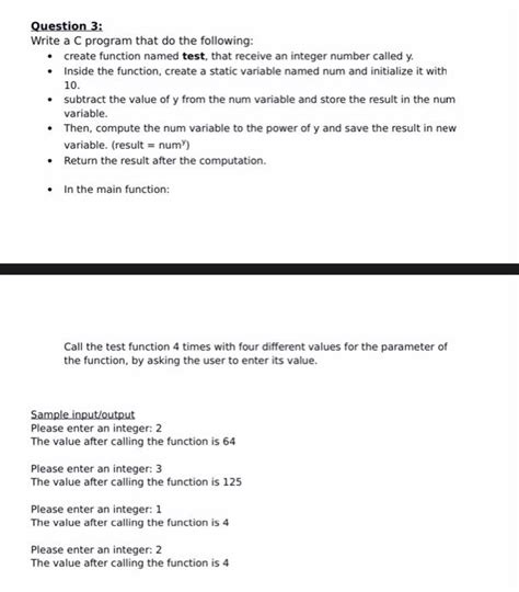 Solved 10 Question 3 Write A C Program That Do The