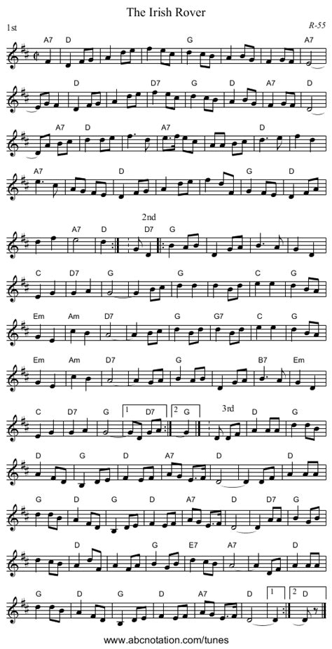 Abc Irish Rover The ~jc Music Abc Contra Reel
