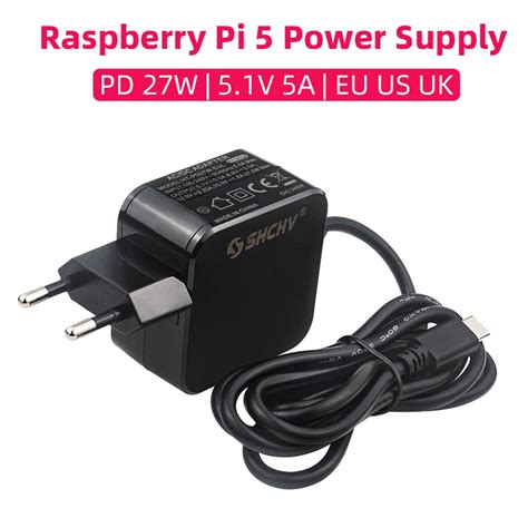 Raspberry Pi 5 Power Supply Pd 27w 5 1v 5a Usb Type C Power Adapter Eu