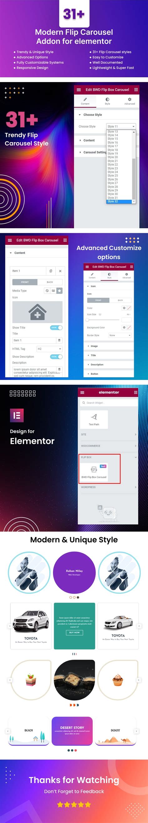 Flip Carousel Addon For Elementor