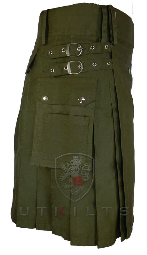 Olive Green Deluxe Utility Kilt Durable Long Lasting And Functional