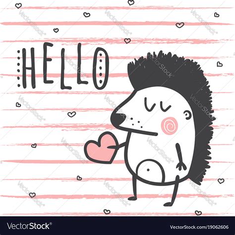 Hello Hedgehog Royalty Free Vector Image Vectorstock
