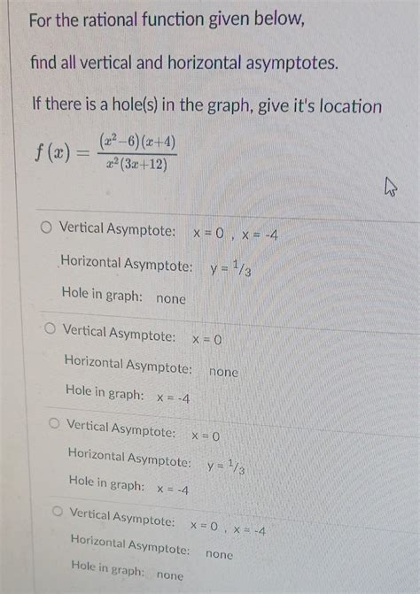 Solved For The Rational Function Given Below Find All Chegg