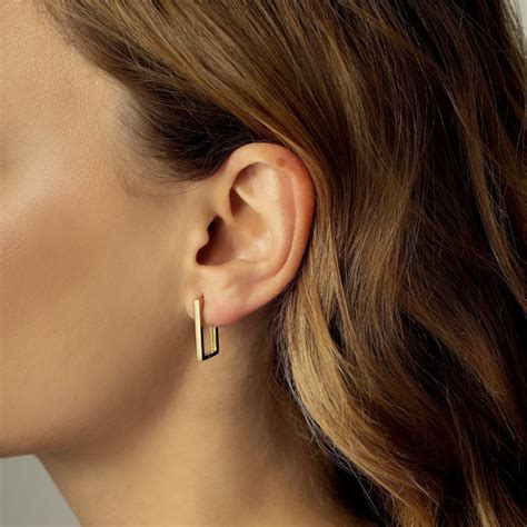 Rectangle Hoop Earrings In Gold Gold Trip Wolf And Badger