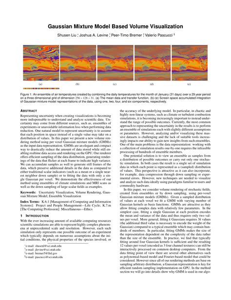 Pdf Gaussian Mixture Model Based Volume Visualization