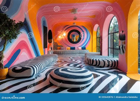 Psychedelic Patterns And Swirling Colors Enhance The Interior Design