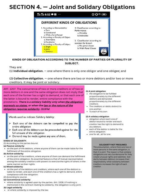 Section 4 Joint And Solidary Obligations Pdf Legal Concepts