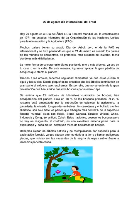 29 De Agosto Día Internacional Del árbol Muchos Países Tienen Su