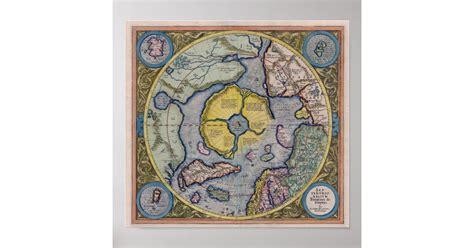 Map Of North Pole Hyperborea Poster Zazzle