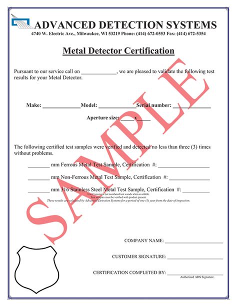 Metal Detector Verification Verifying Metal Detection Performance