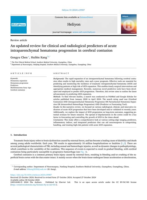 Pdf An Updated Review For Clinical And Radiological Predictors Of Acute Intraparenchymal