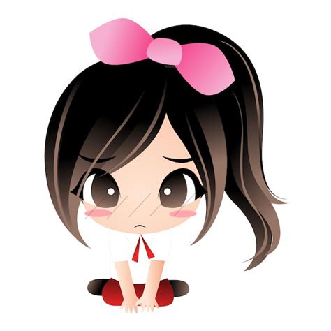 Premium Vector Sulk Girl Cartoon Character Cute
