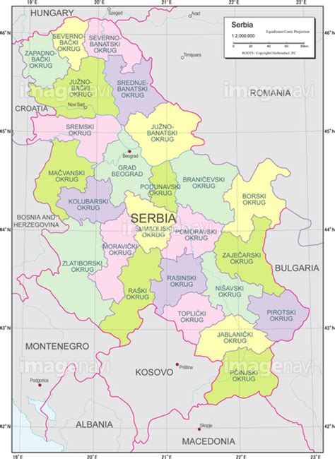 【国別図セルビア行政区分図】の画像素材19604373 地図素材ならイメージナビ