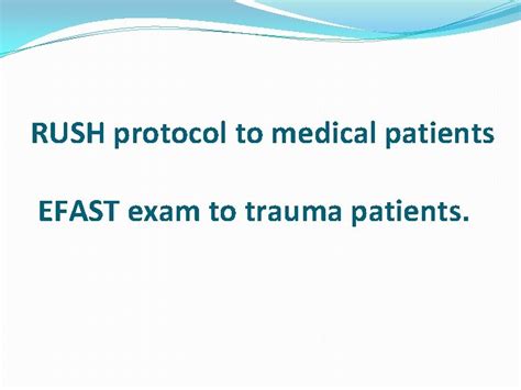 Rush Protocol Rapid Ultrasound For Shock And Hypotension