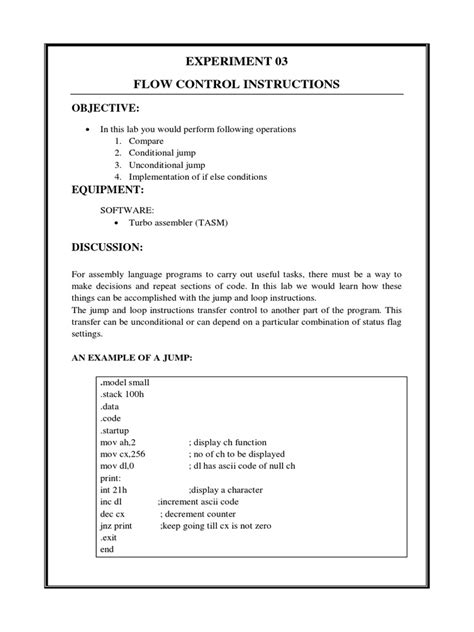 Lab 03 Pdf Control Flow Central Processing Unit