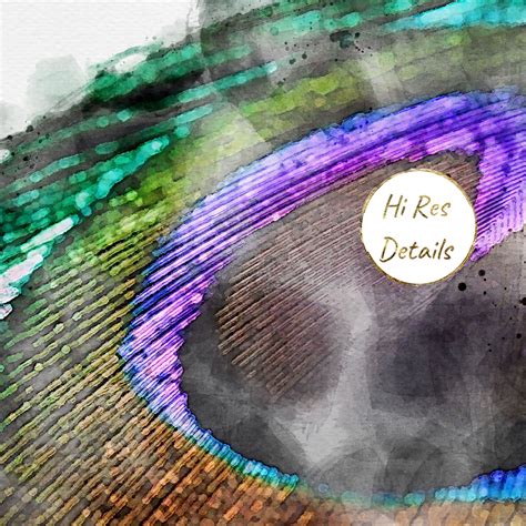 Printable Peacock Feather Watercolor Art Peacock Watercolor Etsy