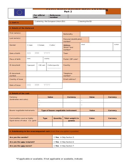 Cash Declaration Form Ireland At Jon Lefebre Blog