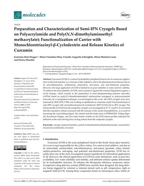 Pdf Preparation And Characterization Of Semi Ipn Cryogels Based On Polyacrylamide And Polynn