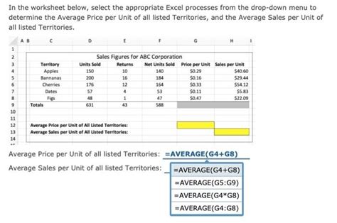solved in the worksheet below select the appropriate excel
