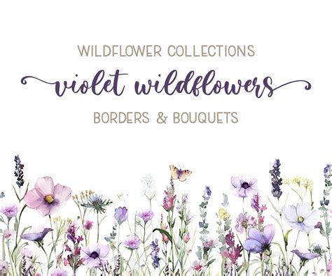Violet Wildflower Borders And Bouquets Clipart Shades Of Violet Floral Art Clip Art