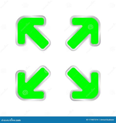 Fluorescent Green Expand Arrow Isolated On White Arrows Pointing Out In A Square Shape Expand